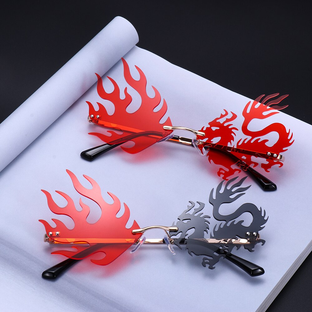 1PC Dragon Phoenix Shape Punk Rimless Sunglasses T... – Grandado