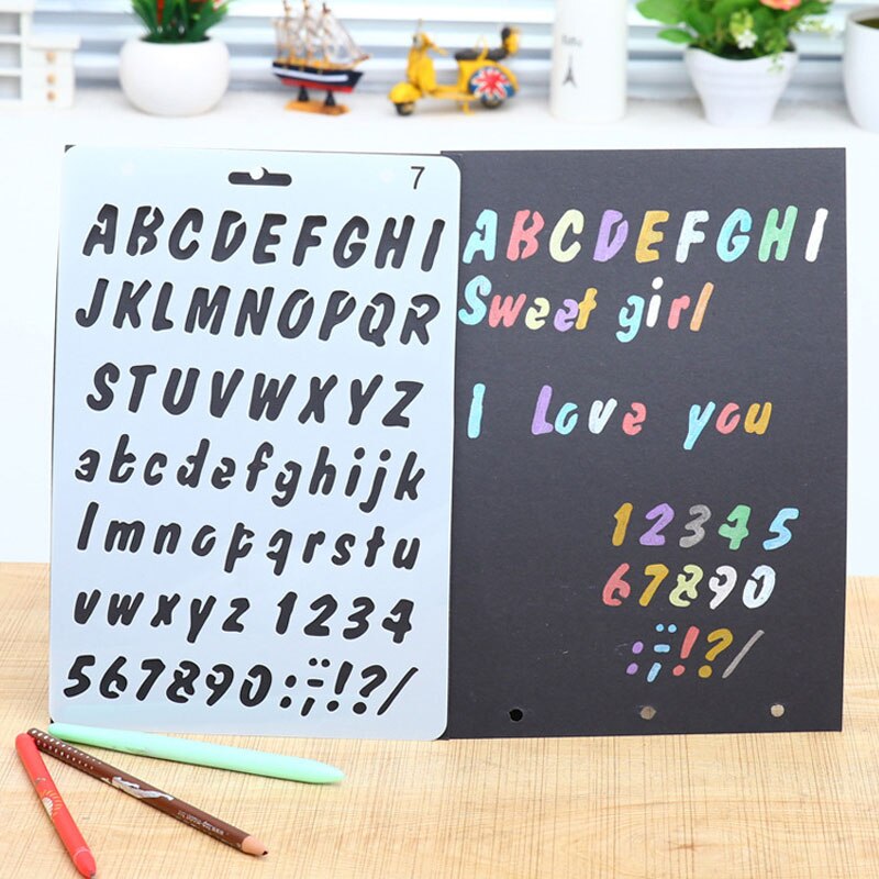 Alphabet Number Lettering Hollow DIY Stencil Templ... – Grandado