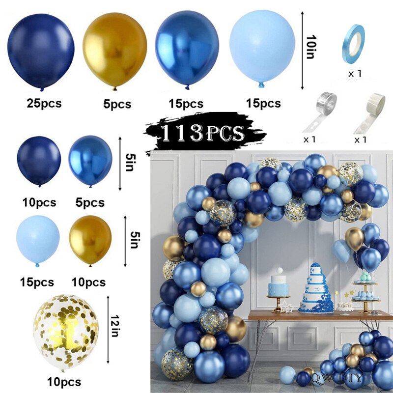 Navy Blue Gold Balloons Garland Kit Gold Confetti ... – Vicedeal