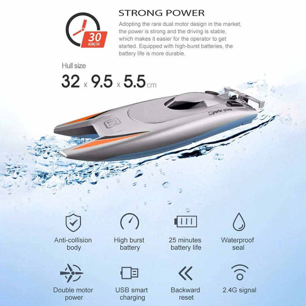 2.4g Radio Rc Boats 25km/h High Speed Rc Racing Bo... – Grandado
