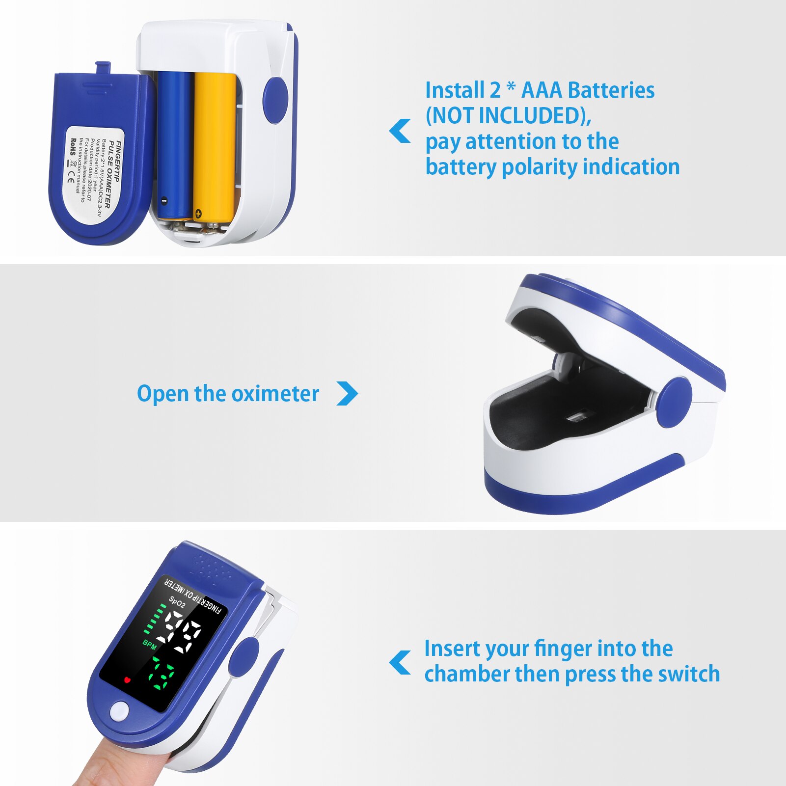 Finger Oximeter Digital Fingertip Pulse Oximeter B... – Grandado