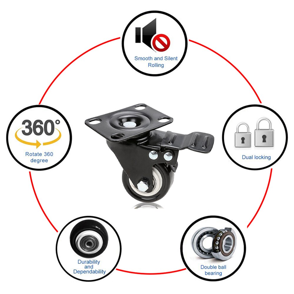 2 zoll Swivel Caster Räder PU Räder Heavy Duty Cas... – Vicedeal