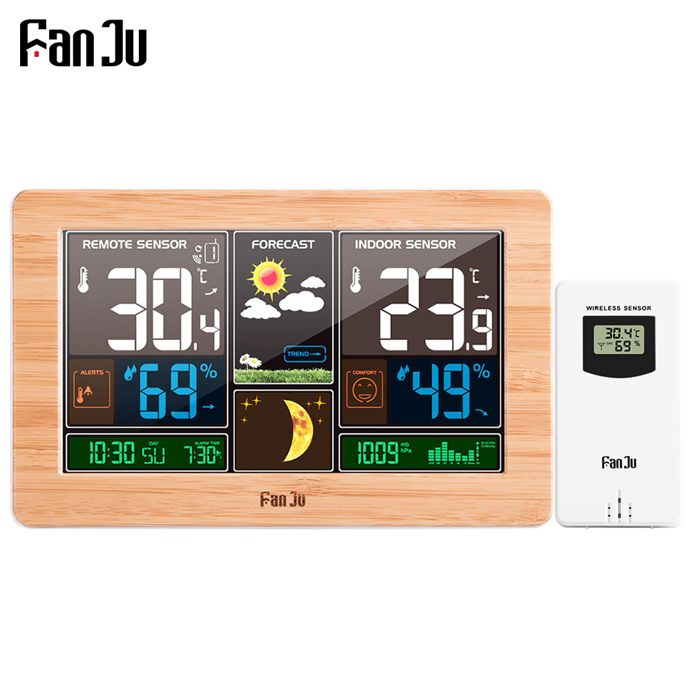 FanJu FJ3378 Digital Alarm Clock Wall Weather Stat... – Grandado