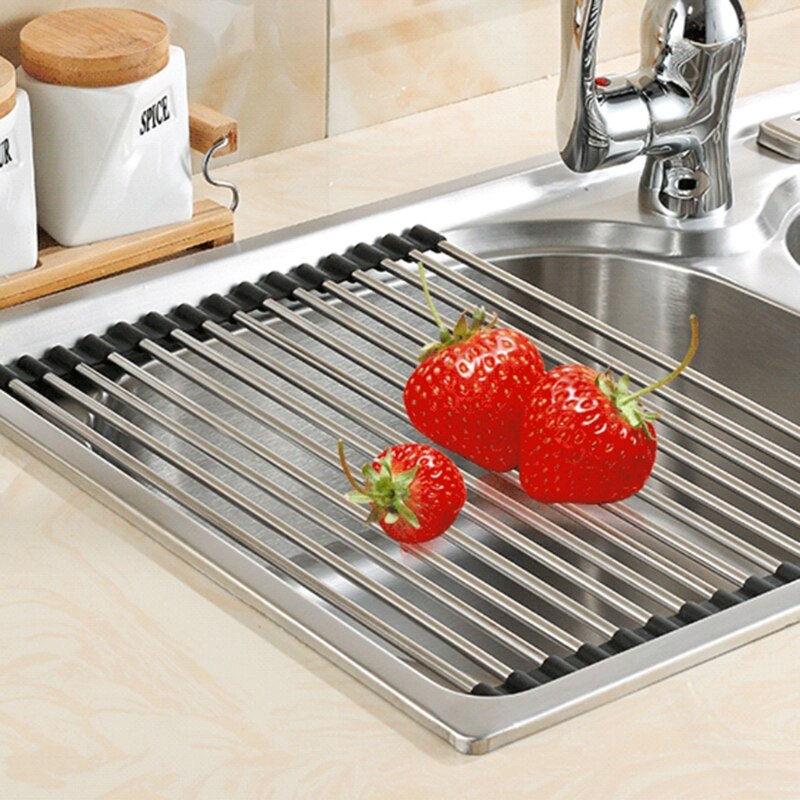 304 stainless steel kitchen sink drain rack roller... – Grandado