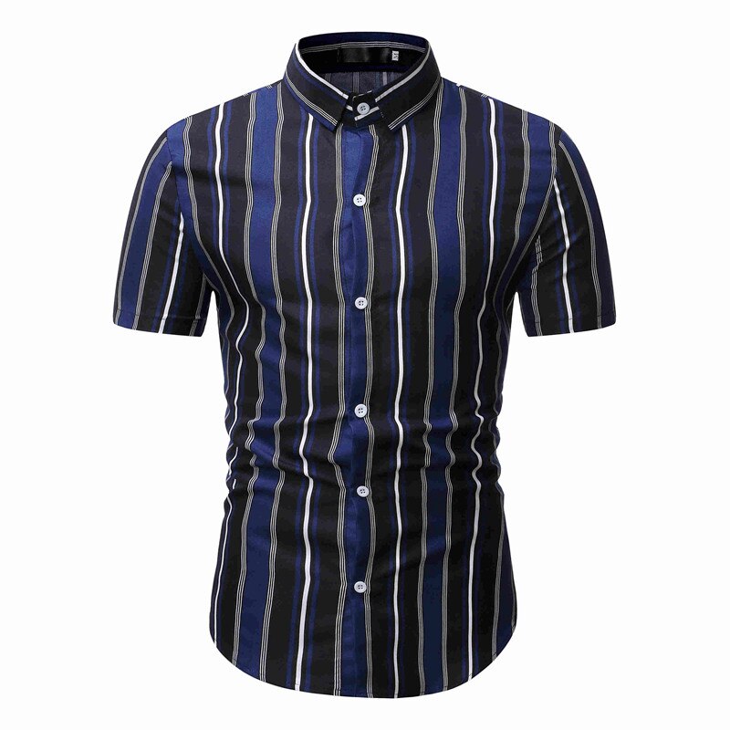 Social Shirt Personality Stripe Print Blouse Male ... – Vicedeal