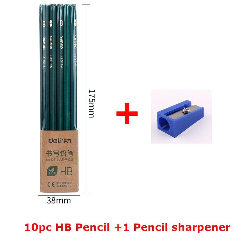 Deli 10PC Wooden Lead Pencils 2H 2B HB Hexagon Wri... – Grandado