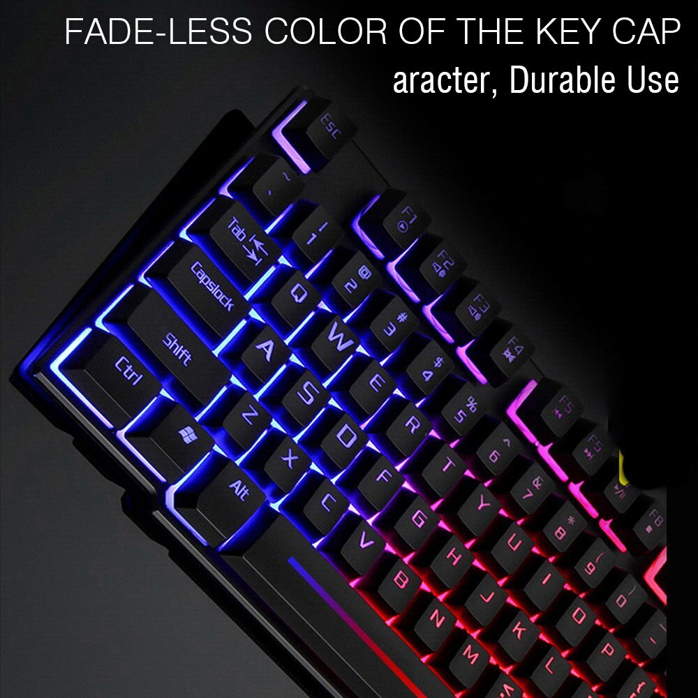 Colorful Backlight Usb Keyboard Wire Mouse Set Led Grandado
