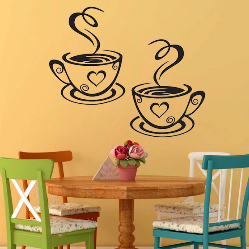 1Sheet Coffee Cups Cafe Tea Wall Stickers Art Viny... – Vicedeal