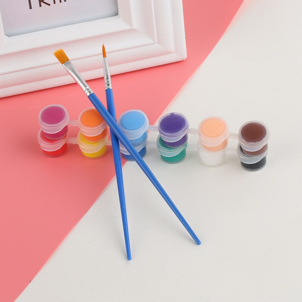 12 Colors/Set Acrylic Paints with 2 Brushs DIY Gra... – Grandado