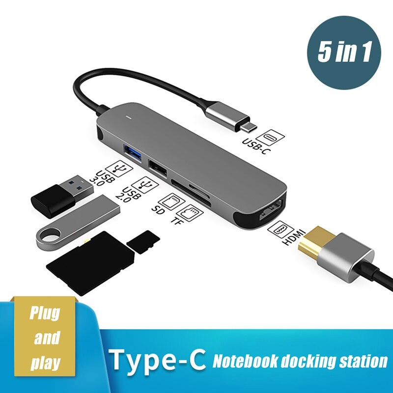 USB C HUB 5-In-1 Docking Station USB 3.0+HDMI-Comp... – Grandado