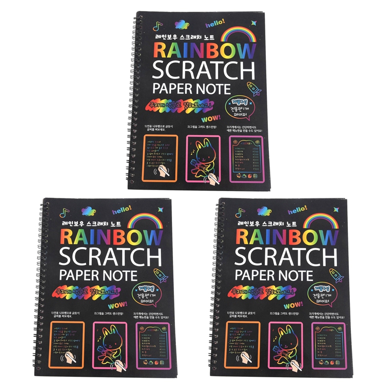 3X 19X26cm Large Magic Color Rainbow Scratch Paper... – Vicedeal