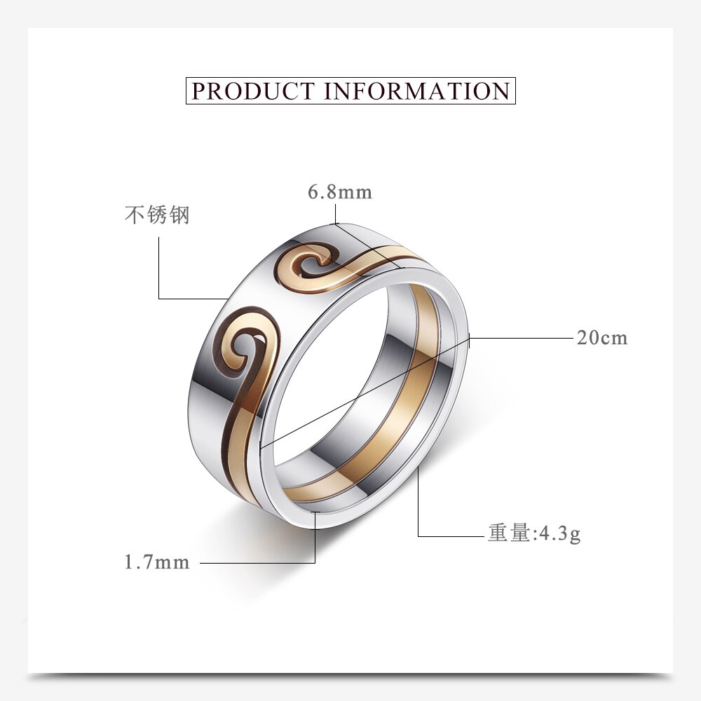 Special Ring Set Gold With Stainless Steel Romanti... – Grandado