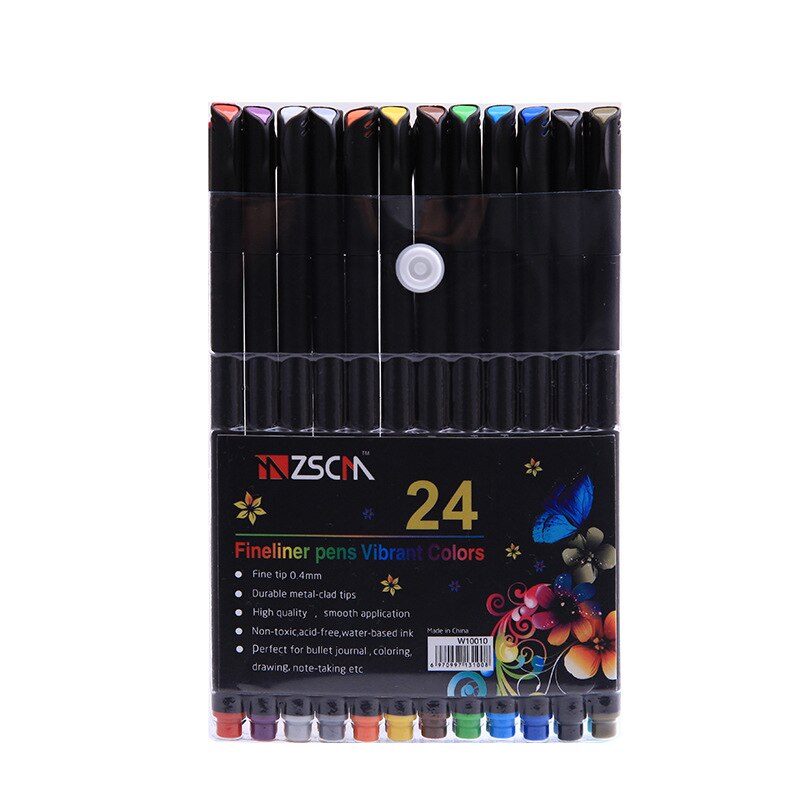 12 24 Colors 0.4 mm Fiber Marker Pen Fineliners Wa... – Grandado