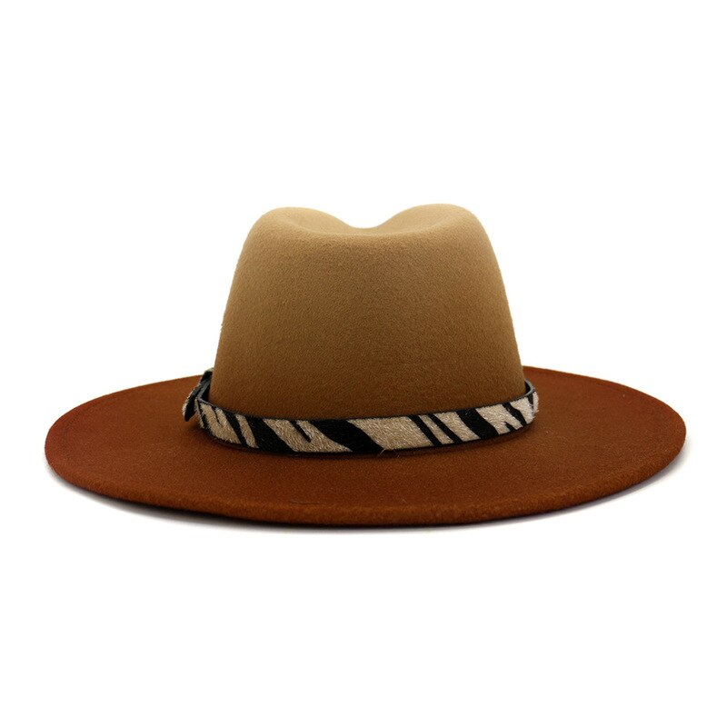 fedora hats zebra belt band wide brim gradient col... – Grandado