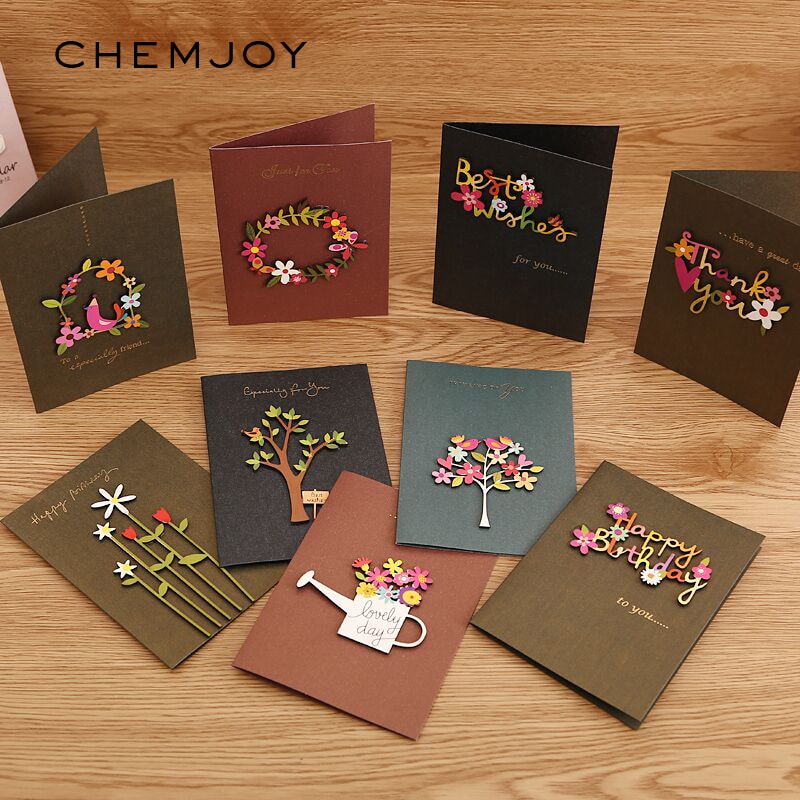 Pack of 9 3D Retro Flowers Blank Greeting Cards wi... – Grandado