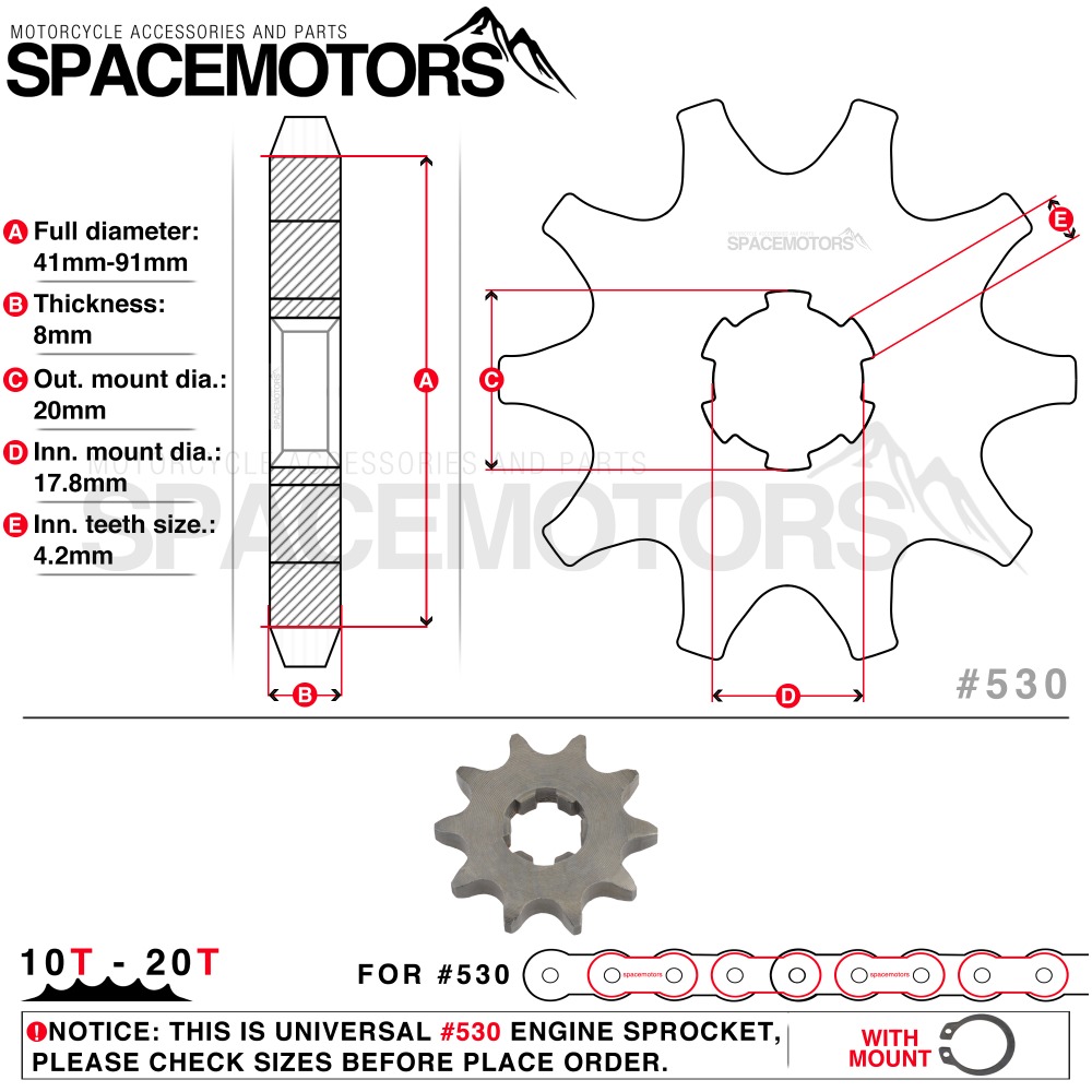 Front Engine Sprocket Star #530 10T-20T 12 13 Teet... – Grandado