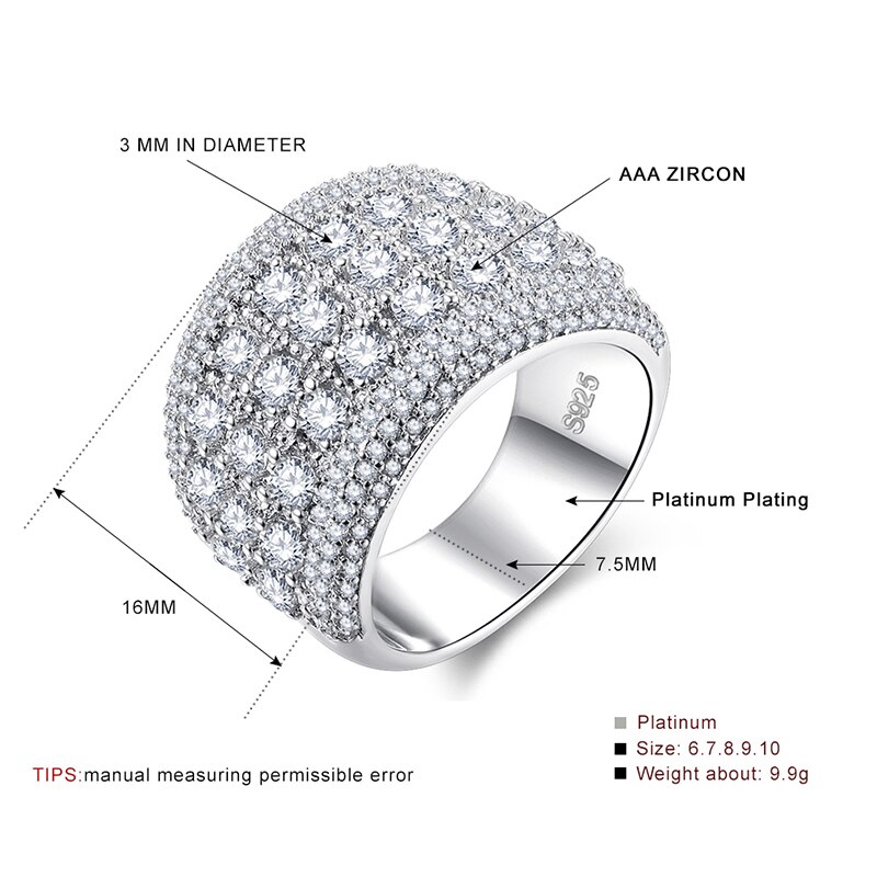 Luxury AAA Cubic Zircinia Big Engagement Ring Whit... – Grandado