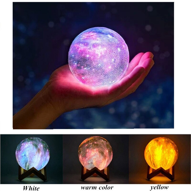 Painted Starry Sky Moon Light 3D Printing Moon Lig... – Grandado