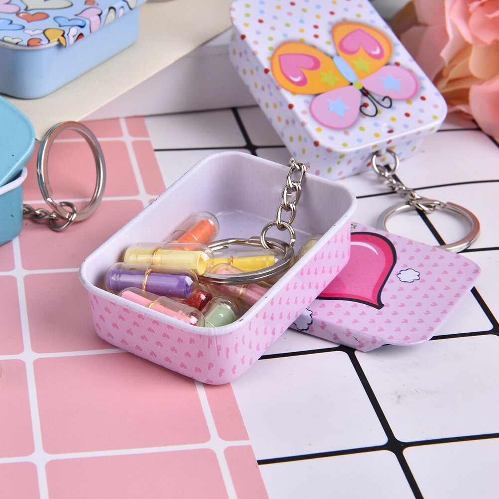 Mini Square Pill Cases Portable Iron Box Key Ring ... – Grandado