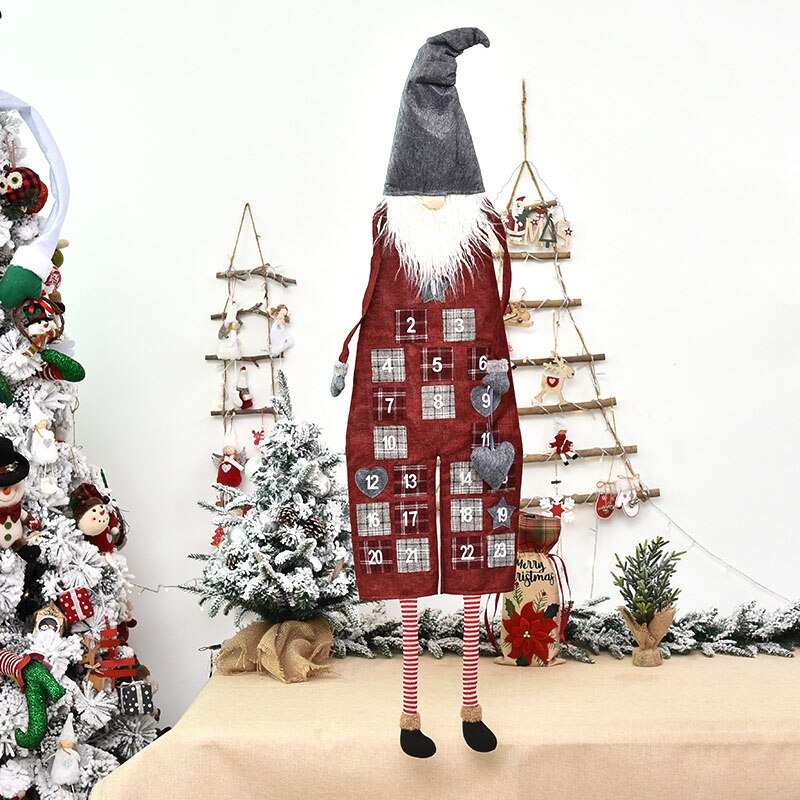 Linen Christmas Countdown Calendar Christmas Santa... – Grandado