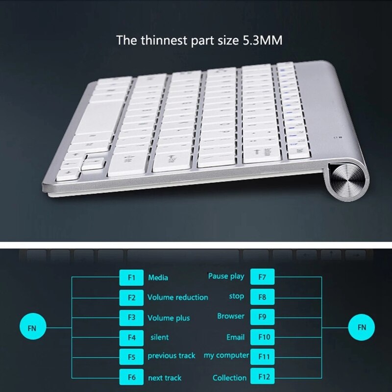 2.4G Wireless Keyboard Stainless Steel Ultra Slim ... – Grandado