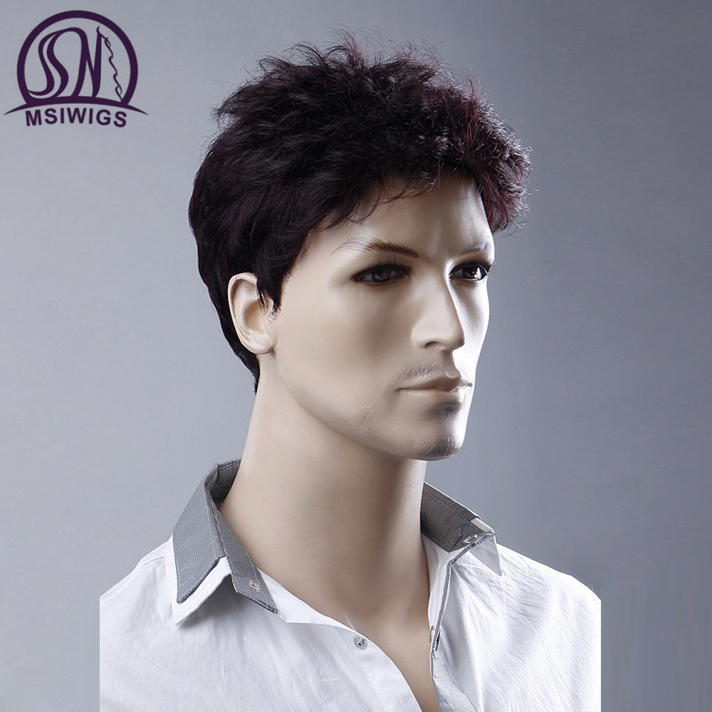 MSIWIGS 6 Inches Short Straight Wigs for Men Wine ... – Grandado