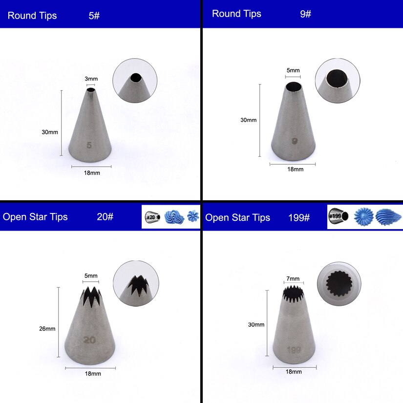 Stainless Steel Decorating Nozzles Icing Tube Past... – Vicedeal