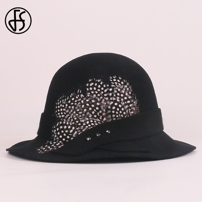 FS Winter Fedora Hat Women Wool Wide Brim Felt Clo... – Grandado