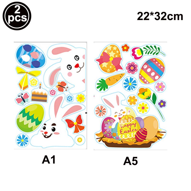 2 Vellen Pasen Raam Kleeft Decals Wortel Bunny Ei ... – Vicedeal