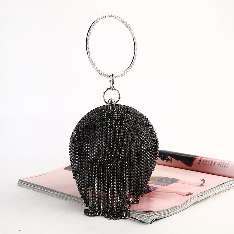 Spherical dinner bag Rhinestone evening bag banque... – Vicedeal