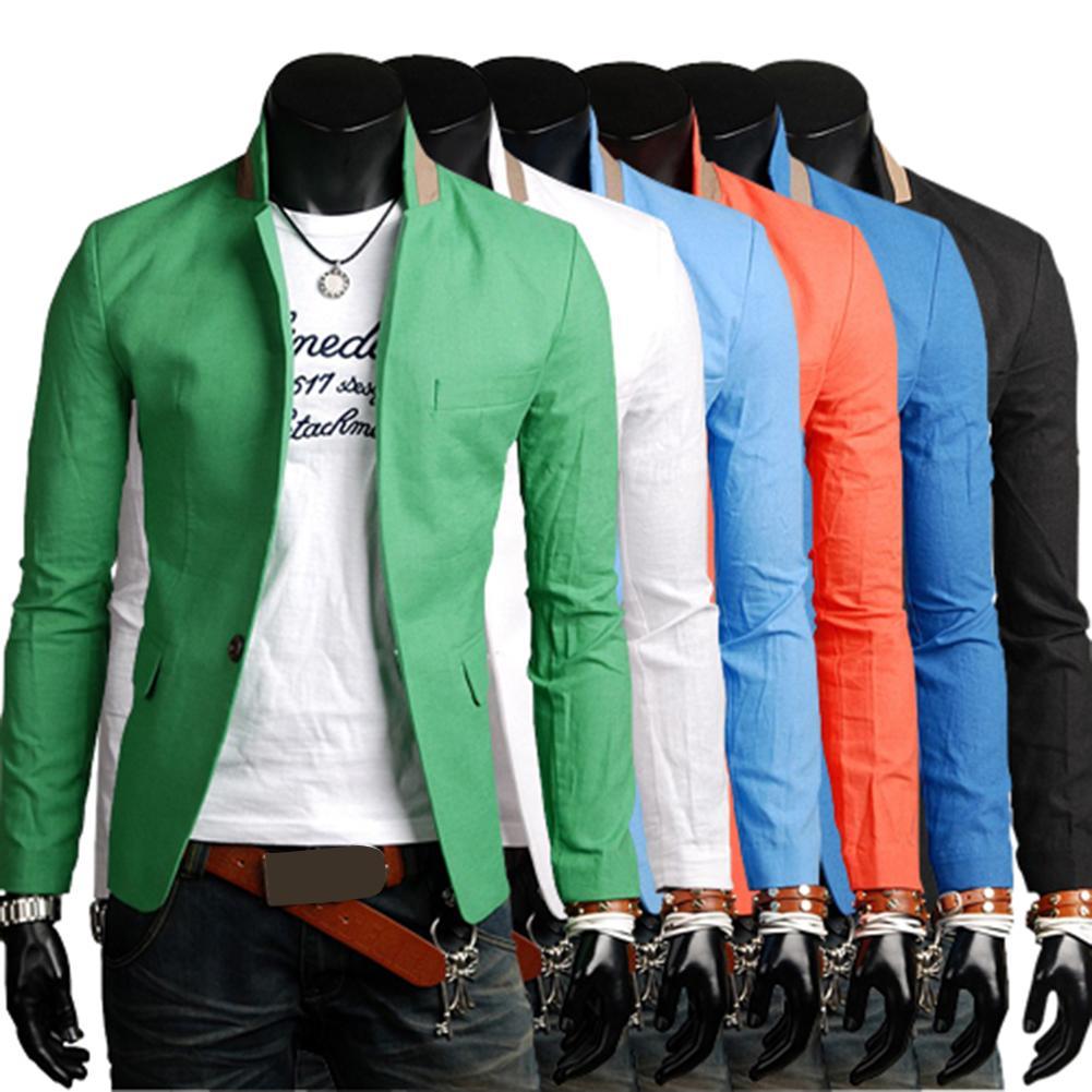Men Autumn Solid Color Lapel Collar Button Pockets... – Vicedeal