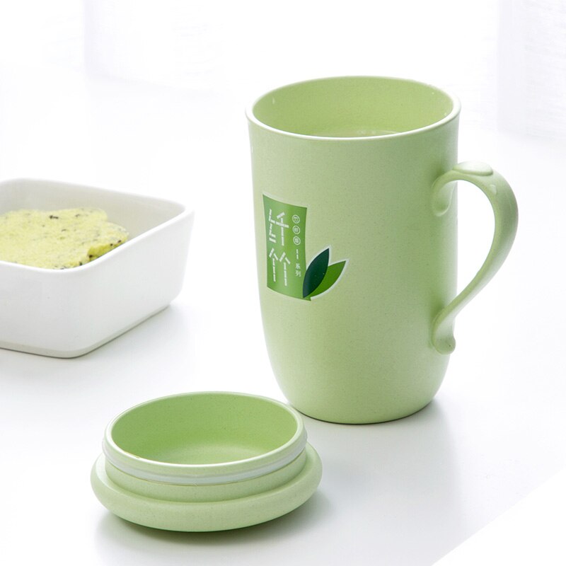 1pc Bamboo Fiber With Lid Milk Cup Large Capacity ... – Grandado