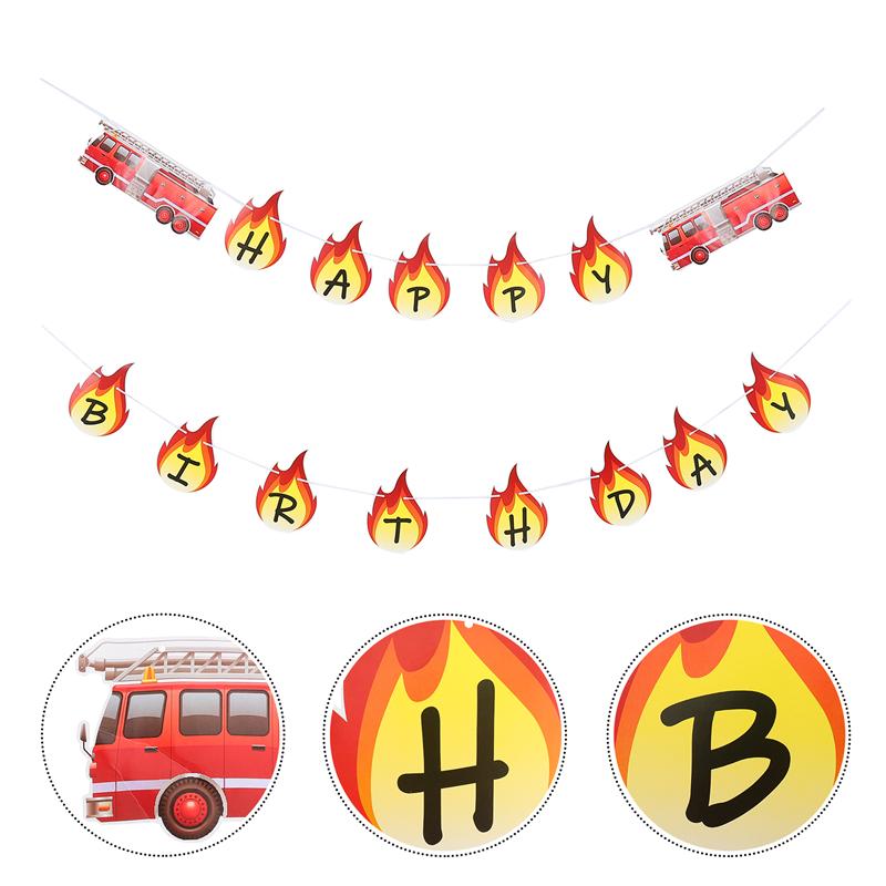1 Set Fireman Banners HAPPY BIRTHDAY Banners Fire ... – Grandado