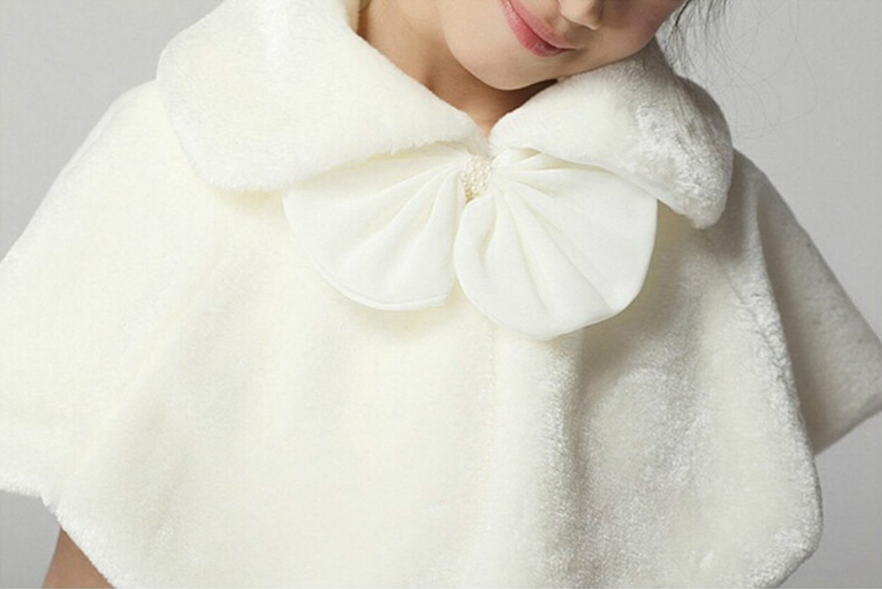 2-13Y Kids Baby Girls Faux Fur Cape White Shrug Sh... – Vicedeal