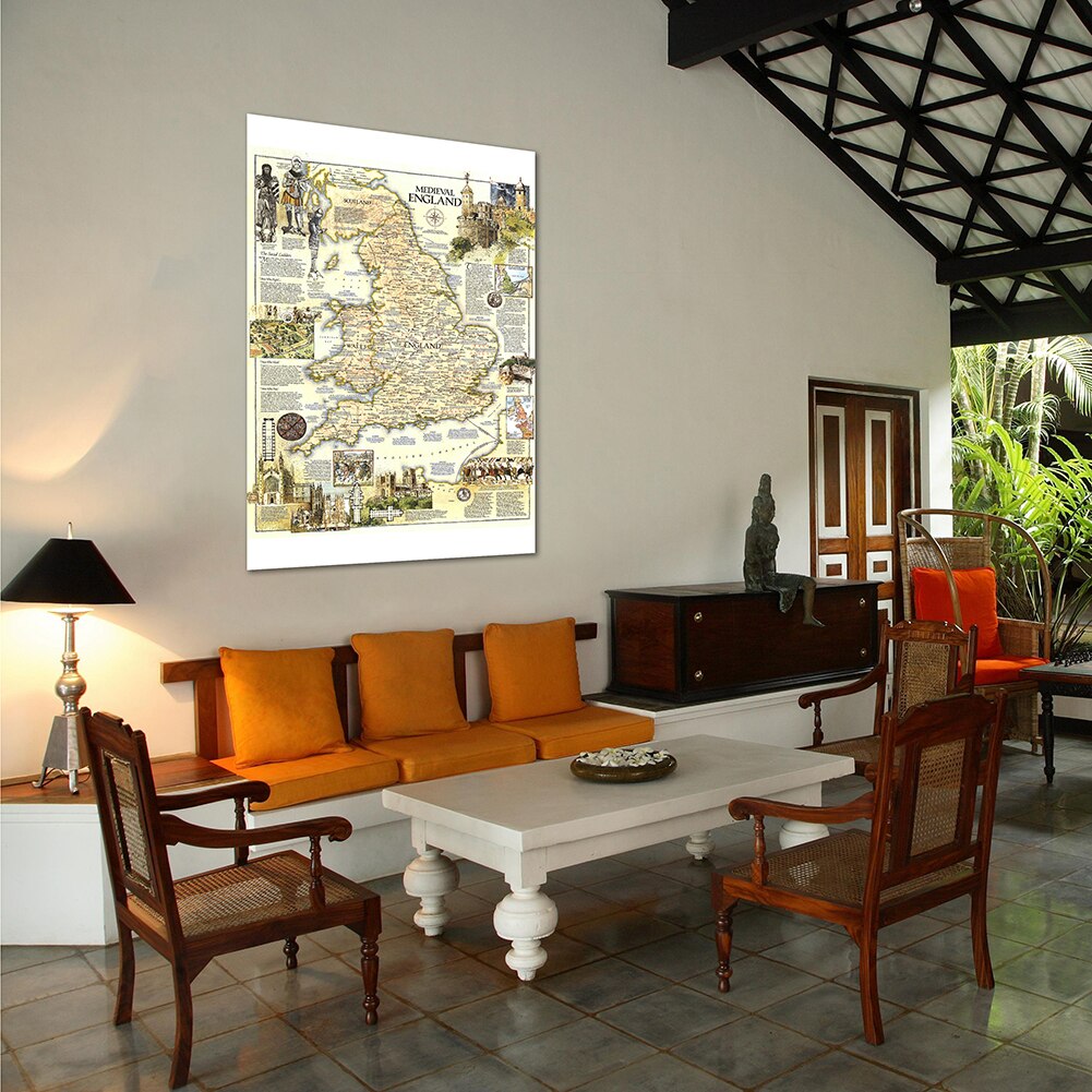 100x150cm Non-woven Spray Painting Map of Medieval... – Grandado