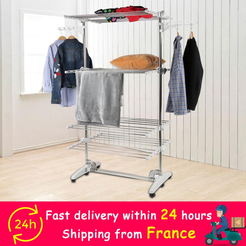 4 Tiers Verstelbare Telescopische Rolling Kleding ... – Grandado