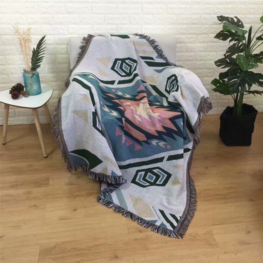 130*160cm Geometry Figured Cloth Sofa Towel Ethnic... – Grandado