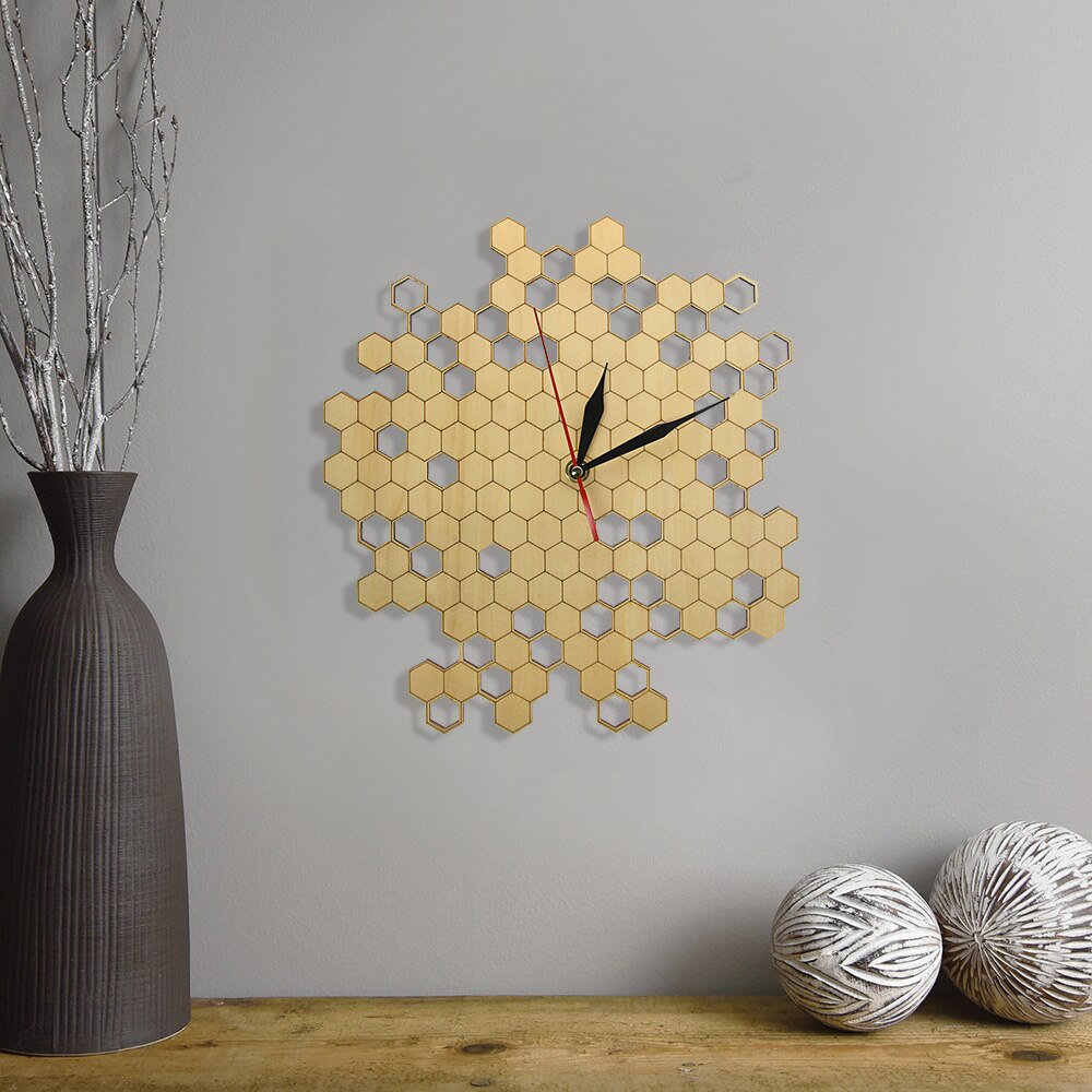 Beekeeper Honeycomb Natural Wooden Wall Clock Hexa... – Grandado