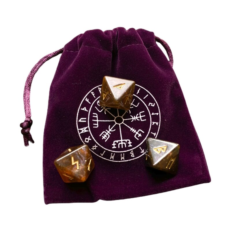 3 Pcs 8-Sided Rune Dices Resin Assorted Polyhedral... – Grandado