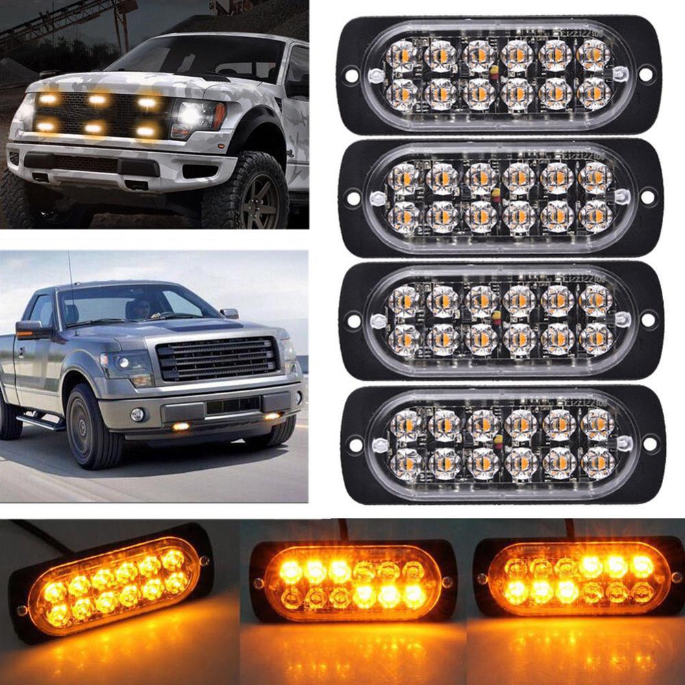 4Pcs Amber 12 Led 36W Strobe Verlichting Bar Baken... – Vicedeal