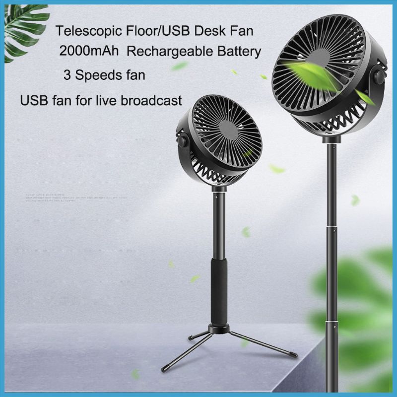 Telescopic Floor Desk Fan 2000mAh Rechargeable Bat... – Grandado