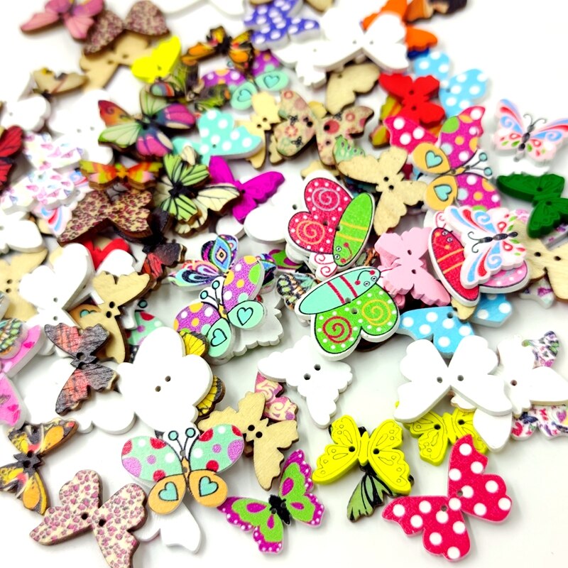 100/50pcs Multicolor Butterfly Wooden Buttons Fit ... – Grandado