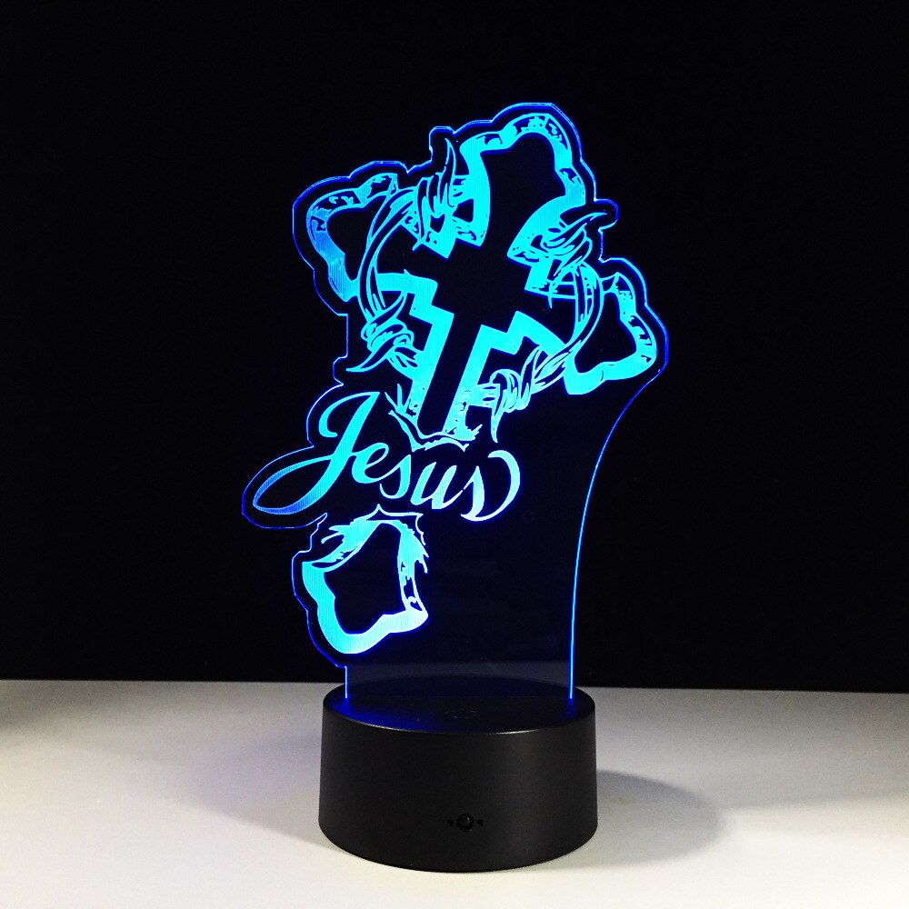3D Stijlvolle Kruisbeeld De Cross Jesus Nachtlampj... – Vicedeal