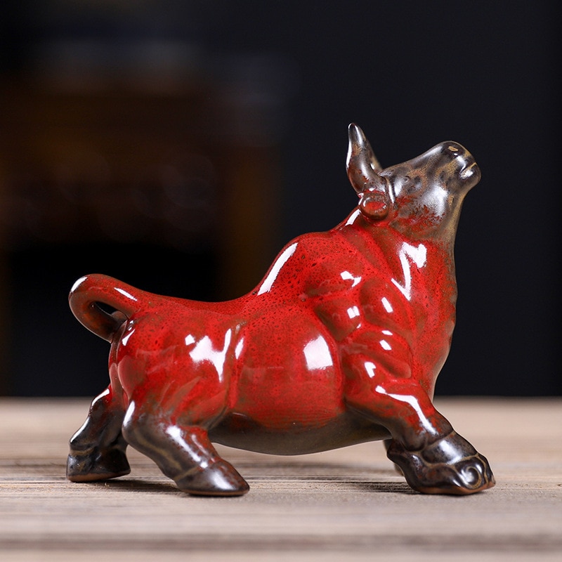 Bull Sculpture Ceramic Bulls Statue Home Decor Sta... – Grandado