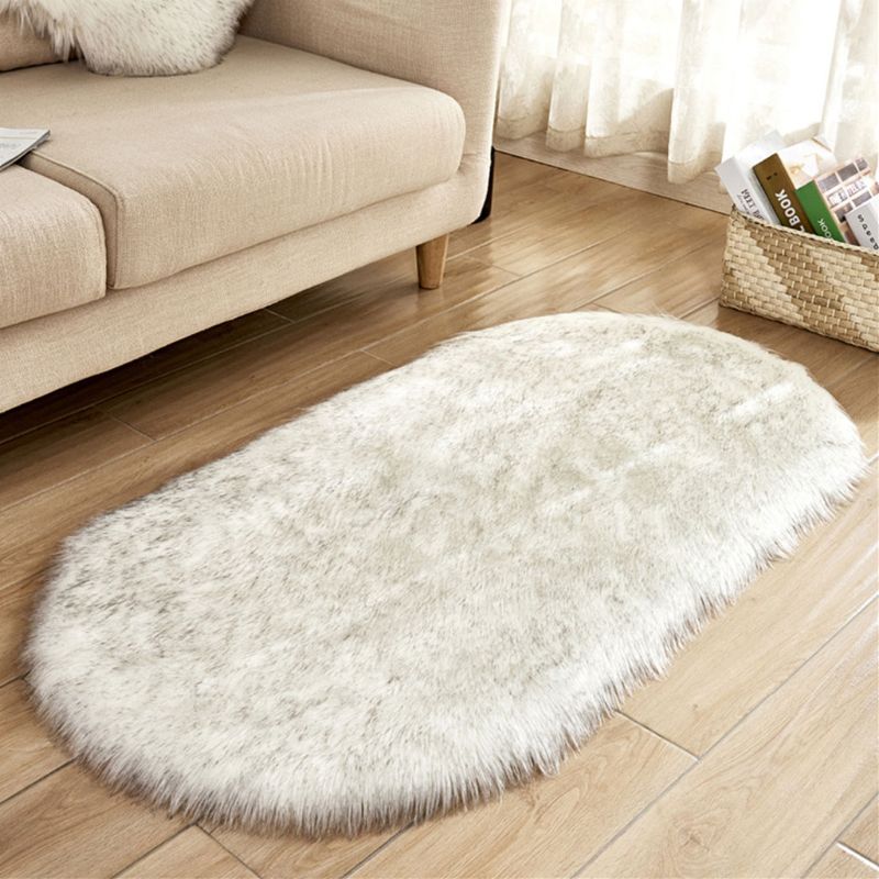 Super Soft Oval Area Rug Faux Wool Fluffy Shaggy K... – Vicedeal