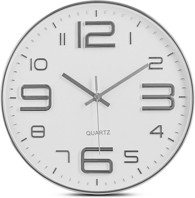 Black Wall Clock 12 Inch Silent Non-Ticking Quartz... – Grandado