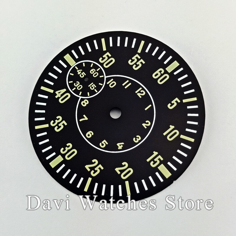 38.5mm Luminous Black Dial Green Marks Fit ETA 649... – Grandado