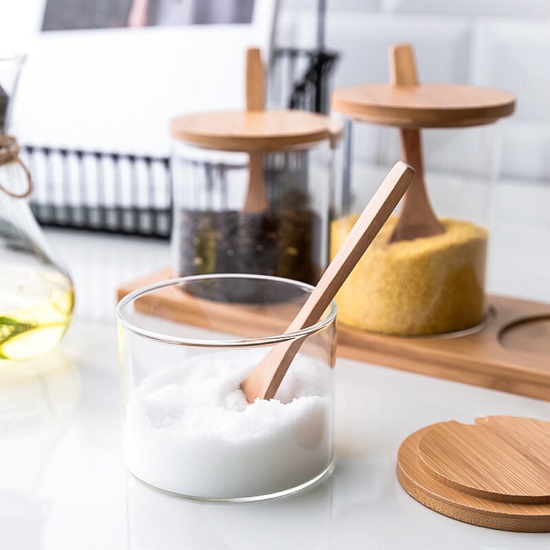 Kitchen Spice Jar Set Tool Glass Bottle Sugar Salt... – Grandado