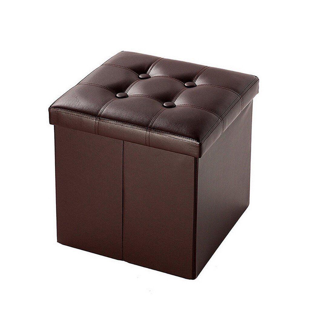 Folding Cuboid Ottoman Bench Pouffe Storage Box Lo... – Grandado