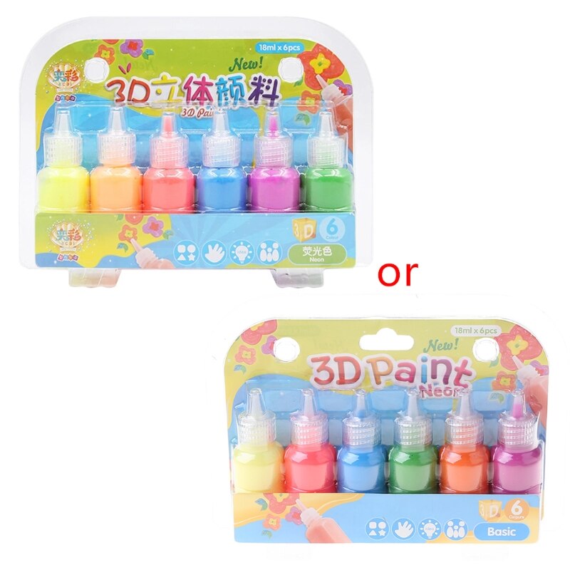 6 Colors Kids 3D Acrylic Paint Pigment Set for Chi... – Grandado